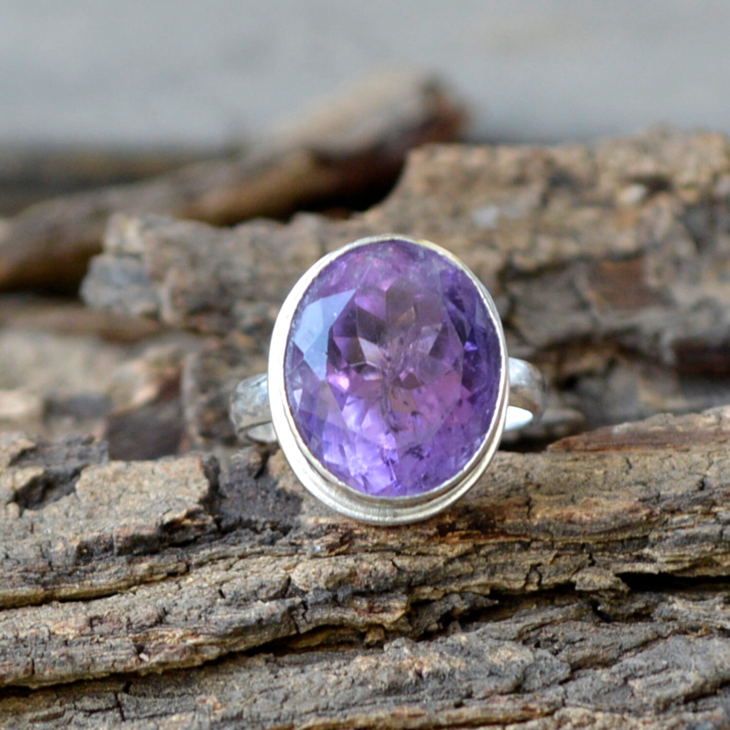Amethist Edelsteen Ring 925 Sterling Zilveren Ring Februari - Etsy ...