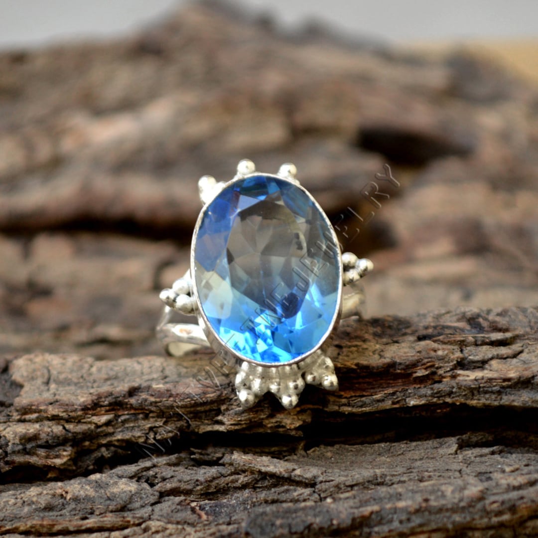 Sky Blue Quartz Ring: Oval Sterling Silver Artisan Jewelry - Etsy