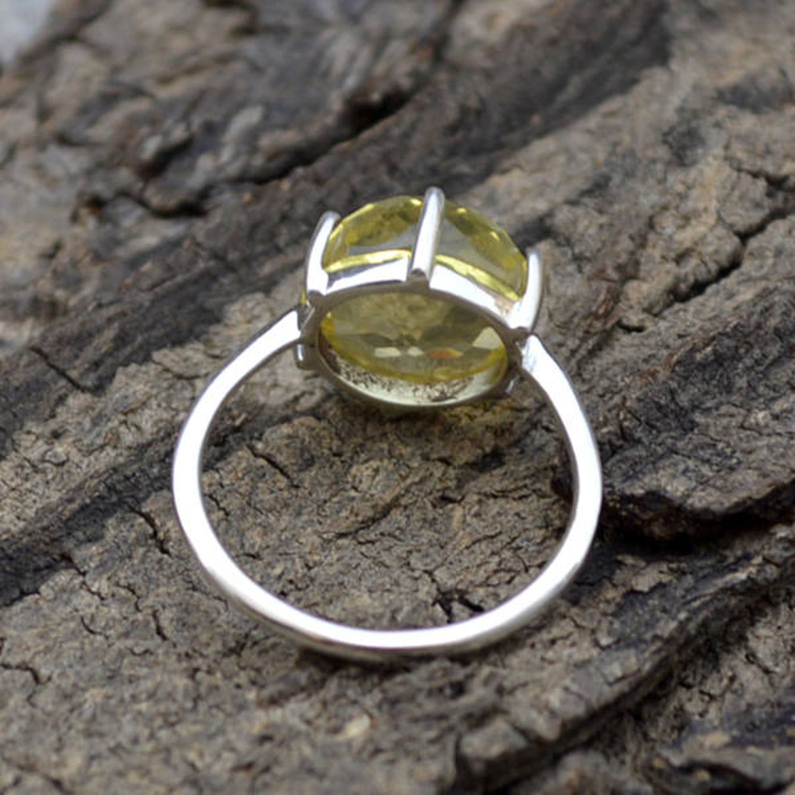 Rose Cut Lemon Quartz Ring Round Lemon Quartz Ring 925 - Etsy