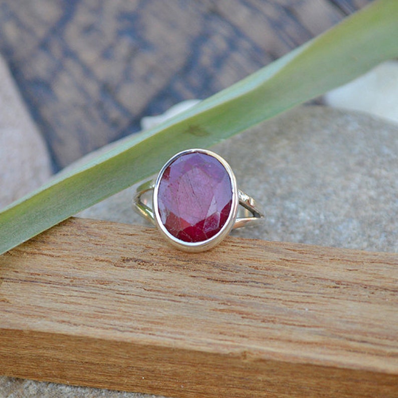 Natural Red Ruby Gemstone Ring 925 Sterling Silver Ring bold - Etsy