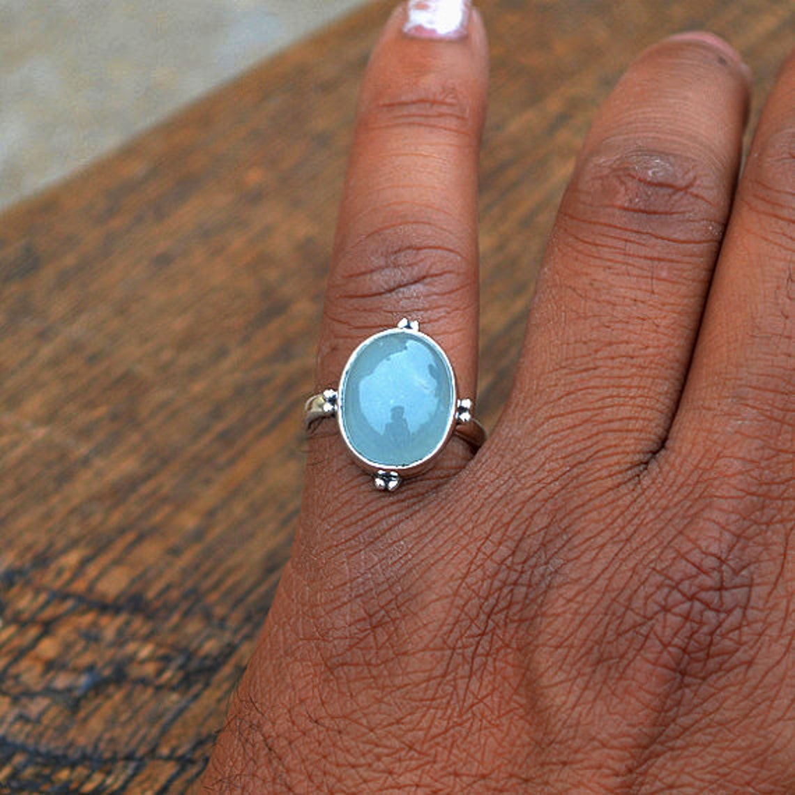 Natural Aquamarine Gemstone Ring Aquamarine Cab Ring 925 | Etsy