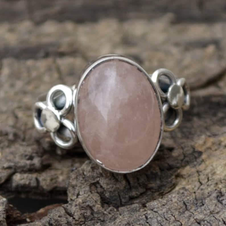 Natural Rose Quartz Gemstone Ring Quartz Ring 925 Sterling - Etsy