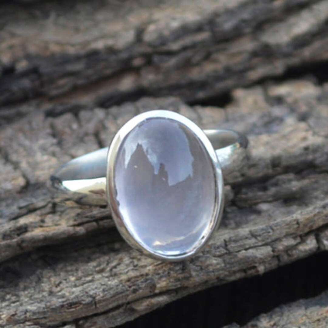 Natural Rose Quartz Gemstone Ring Oval Cab Gemstone Ring 925 - Etsy