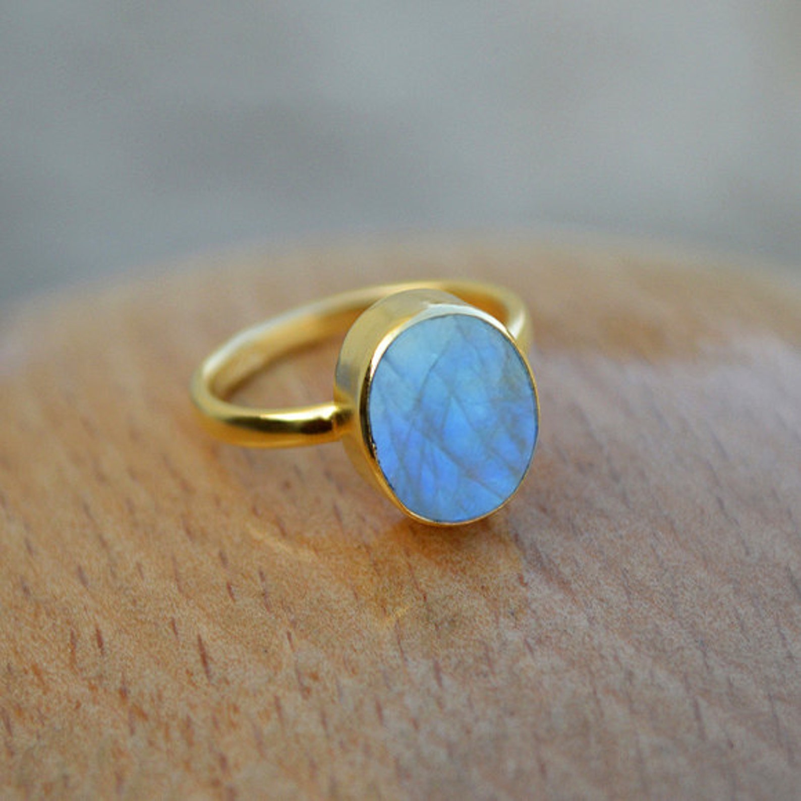 Moonstone Gold Ring 9K14K18K22K Solid Gold Rings fire - Etsy