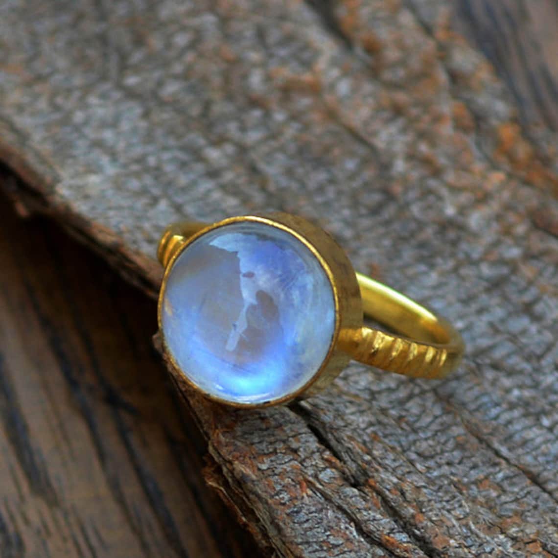Fine Rainbow Moonstone Gold Ring 14K yellow gold Moonstone | Etsy