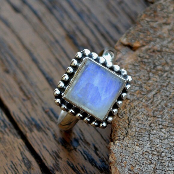Rainbow Moonstone RingMoonstone RingJune Birthstone Designer | Etsy