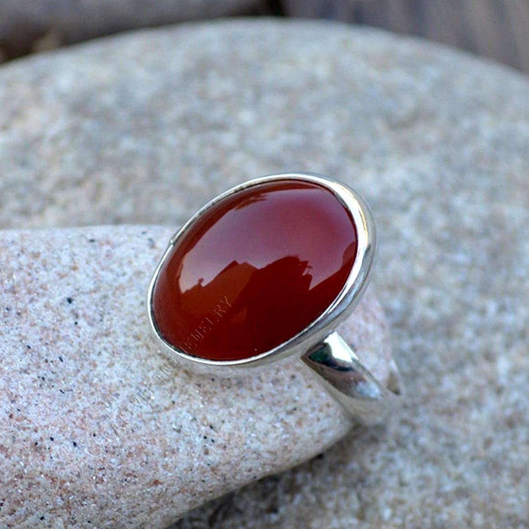 Red Onyx Ring: Oval Gemstone, 925 Sterling Silver - Etsy