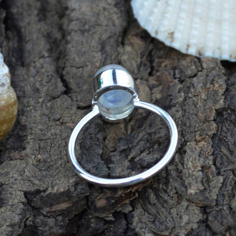 Rainbow Moonstone Gemstone Ring Misty Moonstone Tiny Ring | Etsy