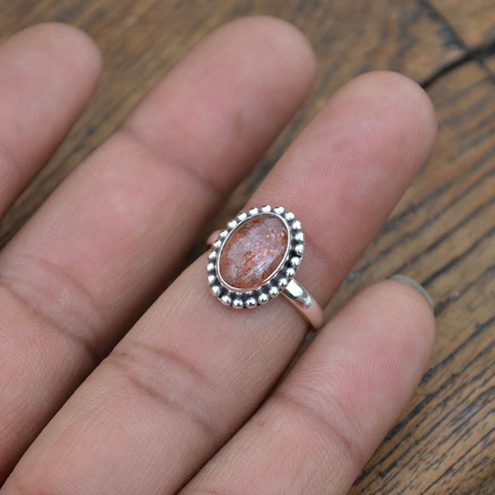 Sunstone Gemstone Ring Oregon Sunstone Cabochon Ring | Etsy