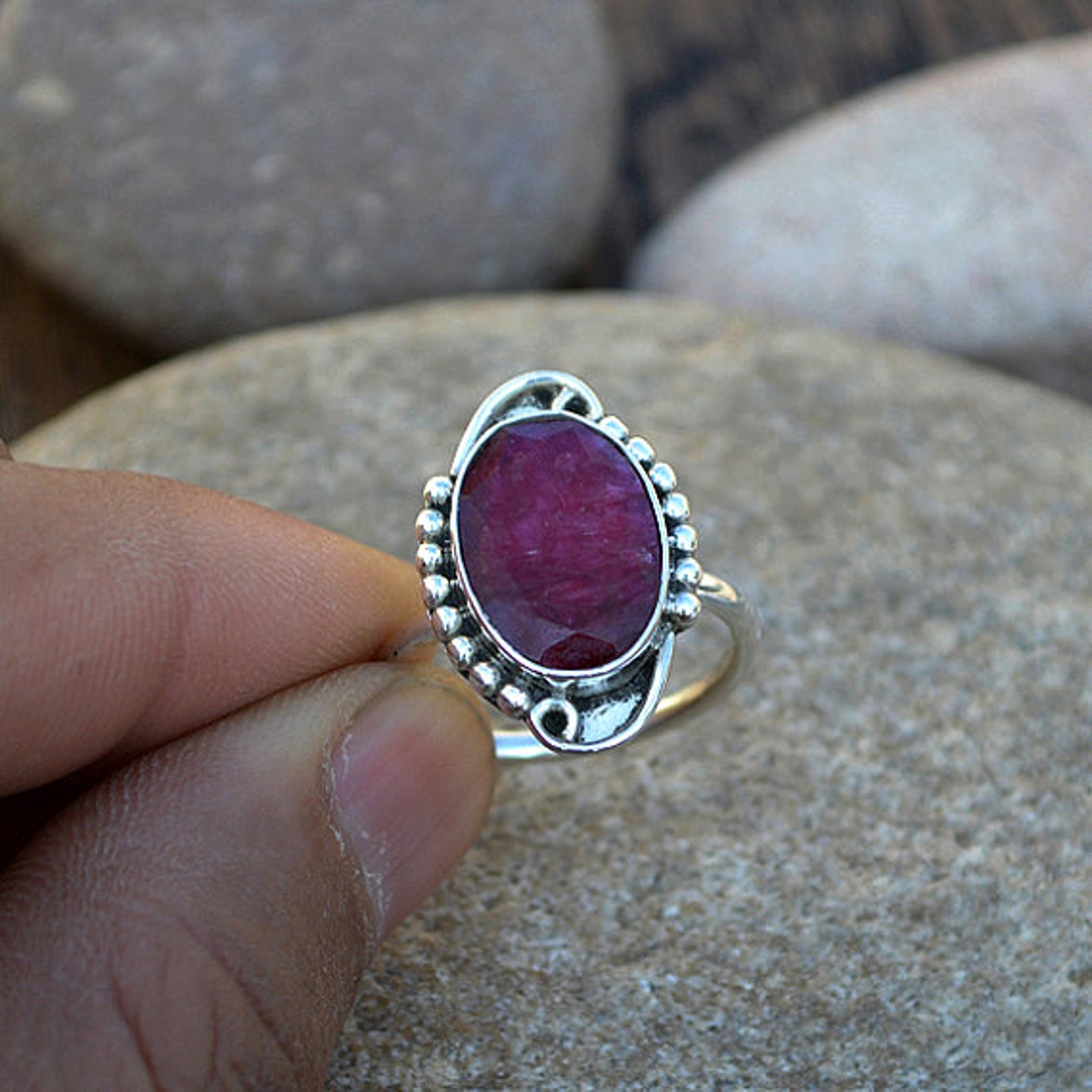 Ruby Gemstone Ring Designer Statement Ring 925 Sterling | Etsy