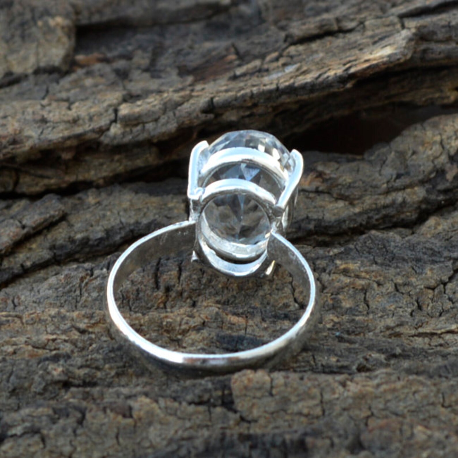 Natural Rock Crystal Gemstone Ring 925 Sterling Silver Ring - Etsy