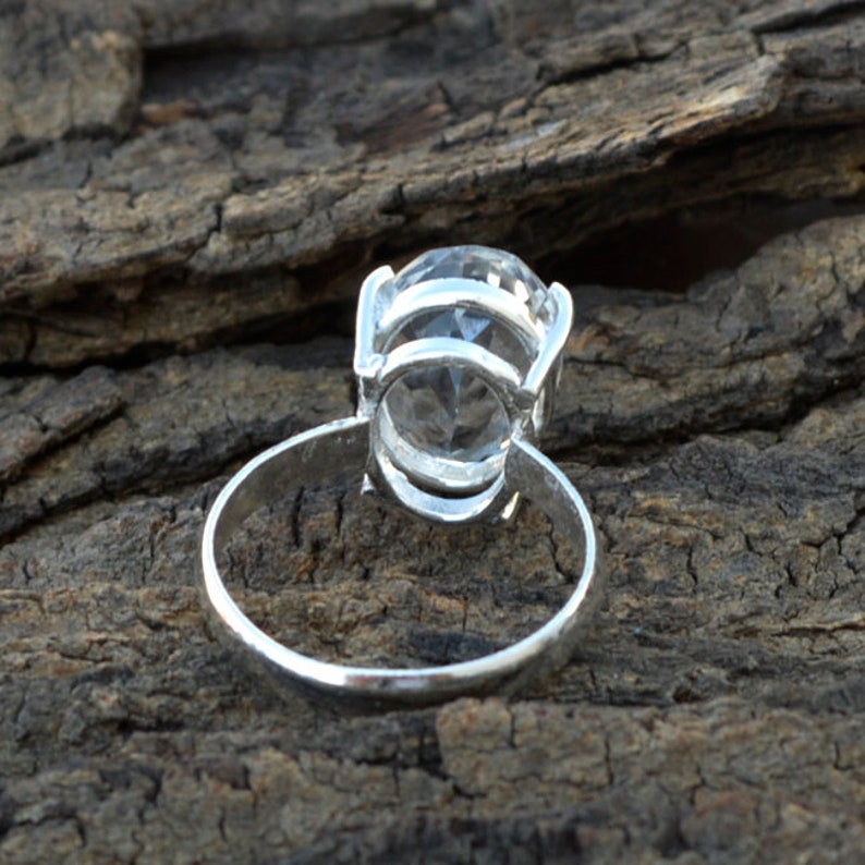Natural Rock Crystal Gemstone Ring 925 Sterling Silver Ring - Etsy