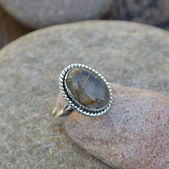 Rutilated Quartz Ring rutilated & 925 Sterling Silver Ring - Etsy
