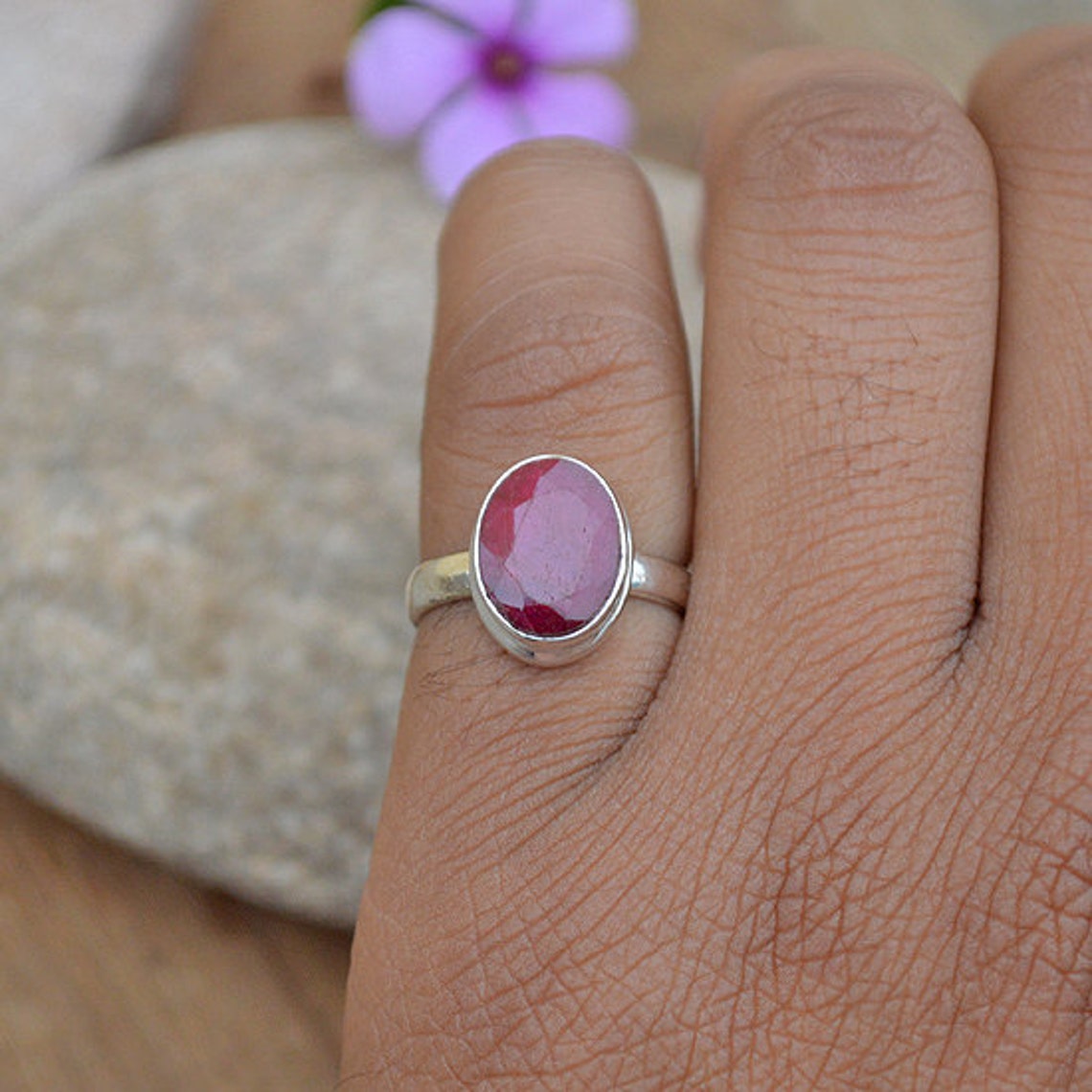 Genuine Ruby Gemstone Ring 925 Sterling Silver Ring Oval | Etsy
