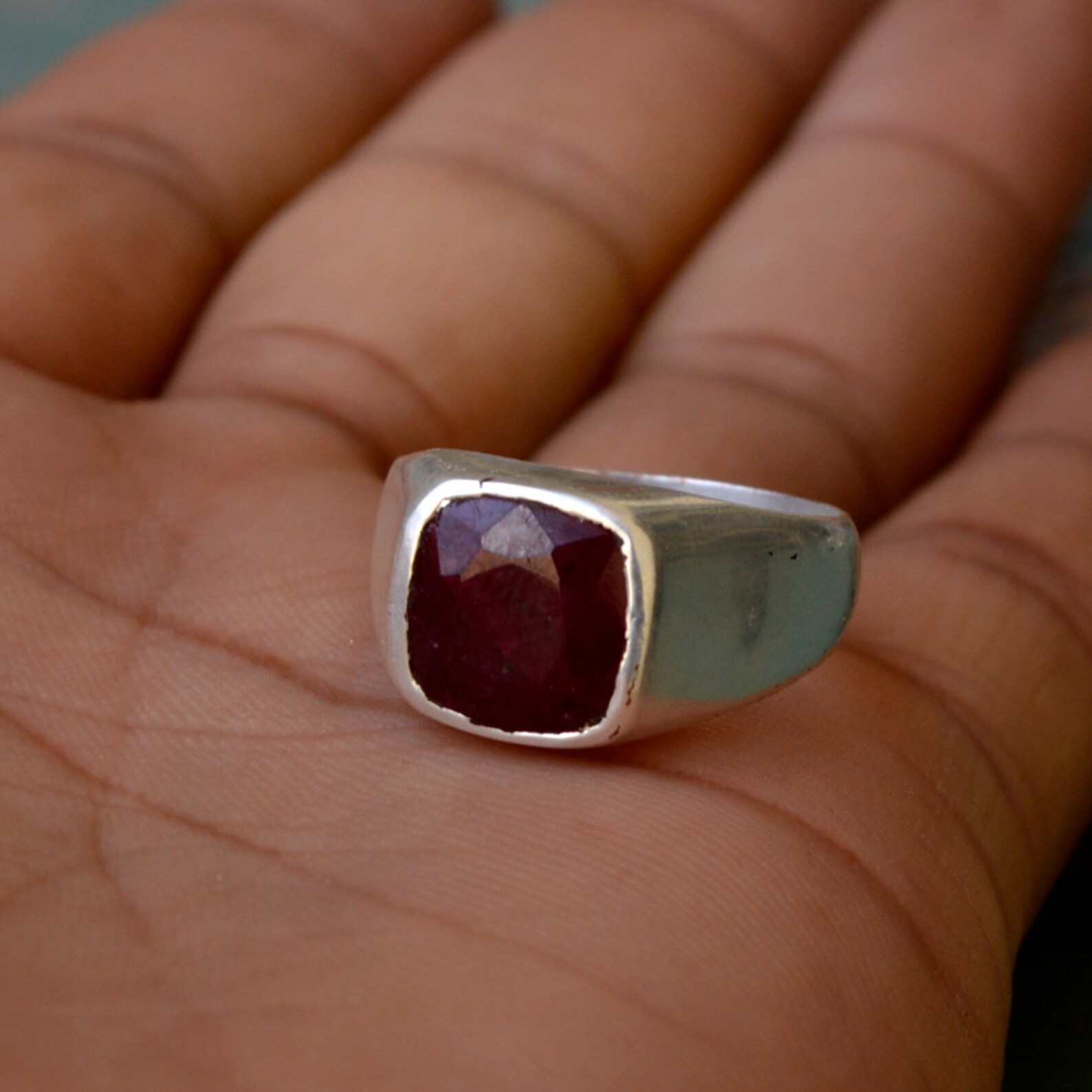 Natural Ruby Gemstone Ring Bezel Ring 925 Sterling Silver | Etsy