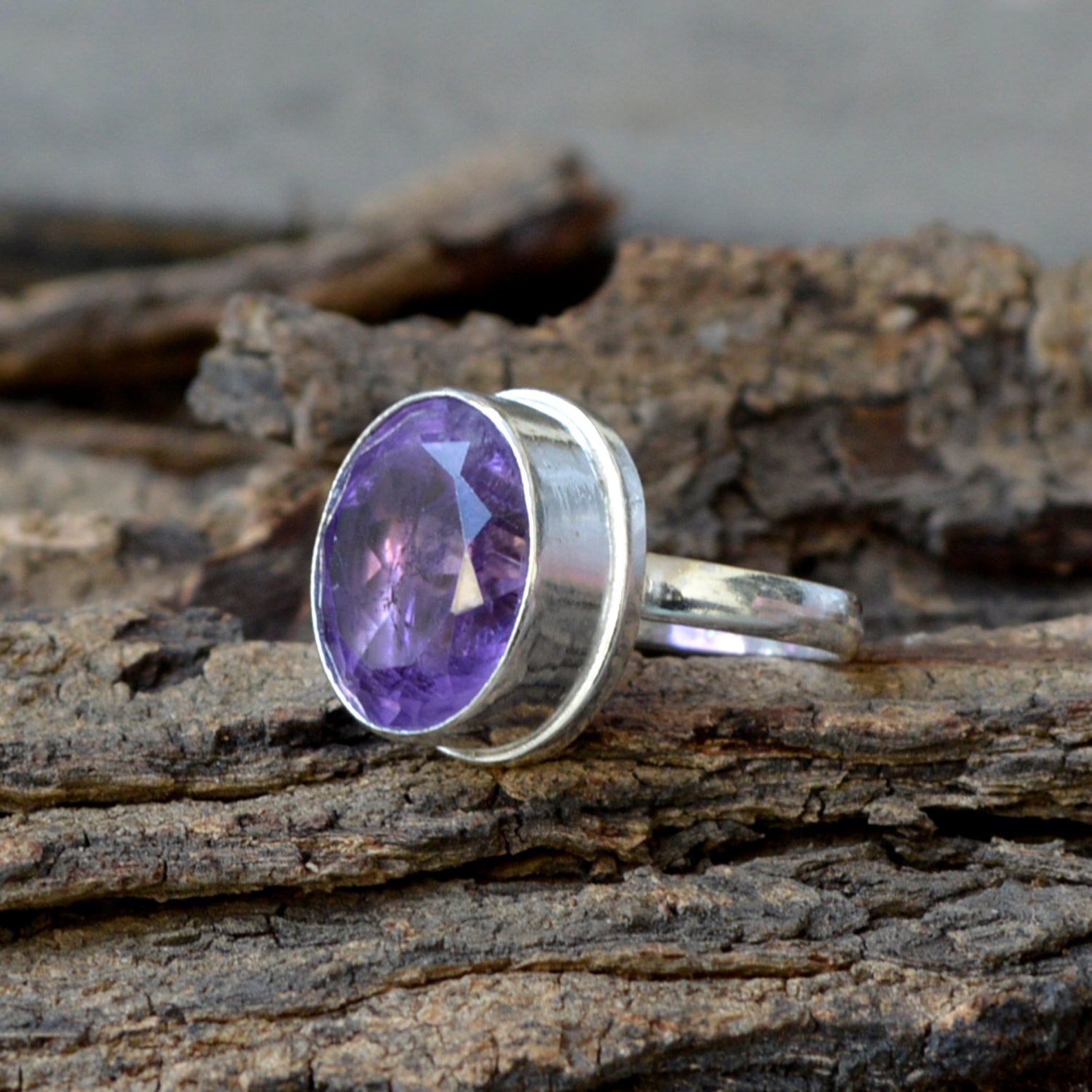 Amethist Edelsteen Ring 925 Sterling Zilveren Ring Februari - Etsy ...