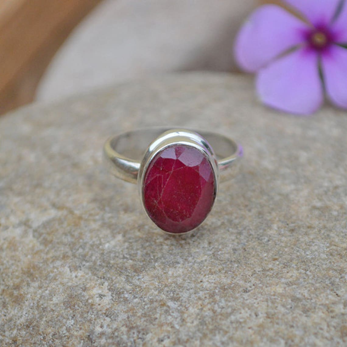 Genuine Ruby Gemstone Ring 925 Sterling Silver Ring Oval | Etsy