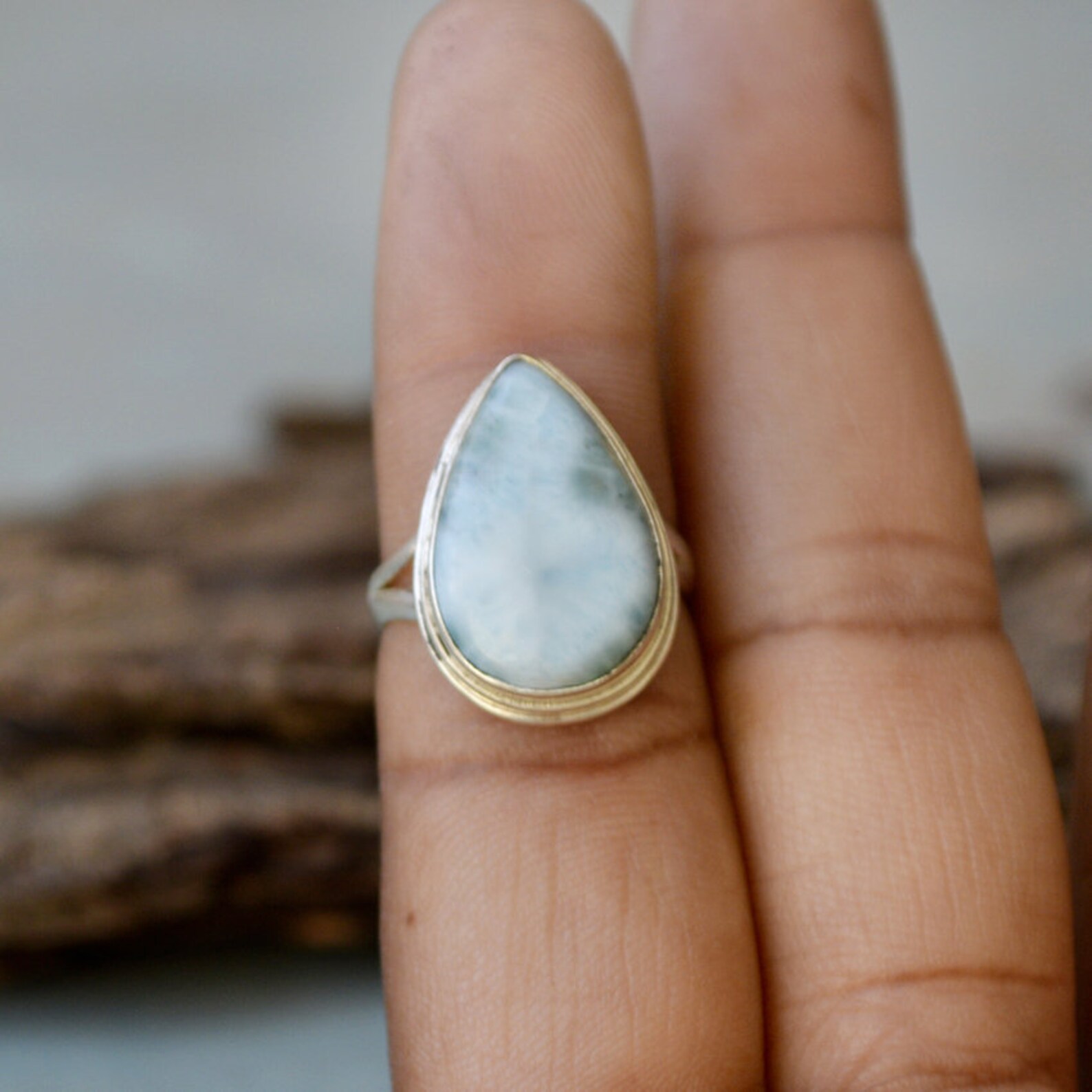 Natural Dominican Larimar Gemstone Ring Larimar Ring 925 - Etsy