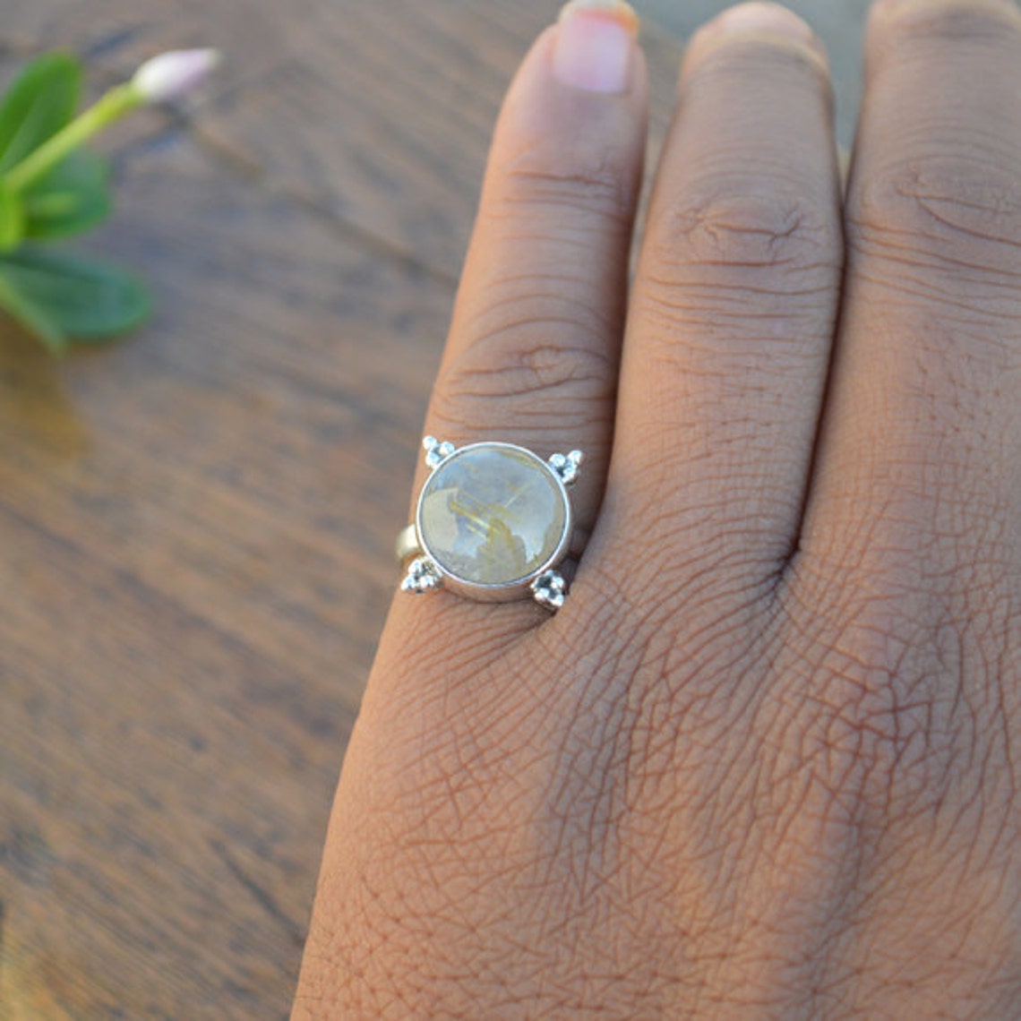 Natural Yellow Rutile Ring Gemstone Ring Gift for Her Bezel | Etsy