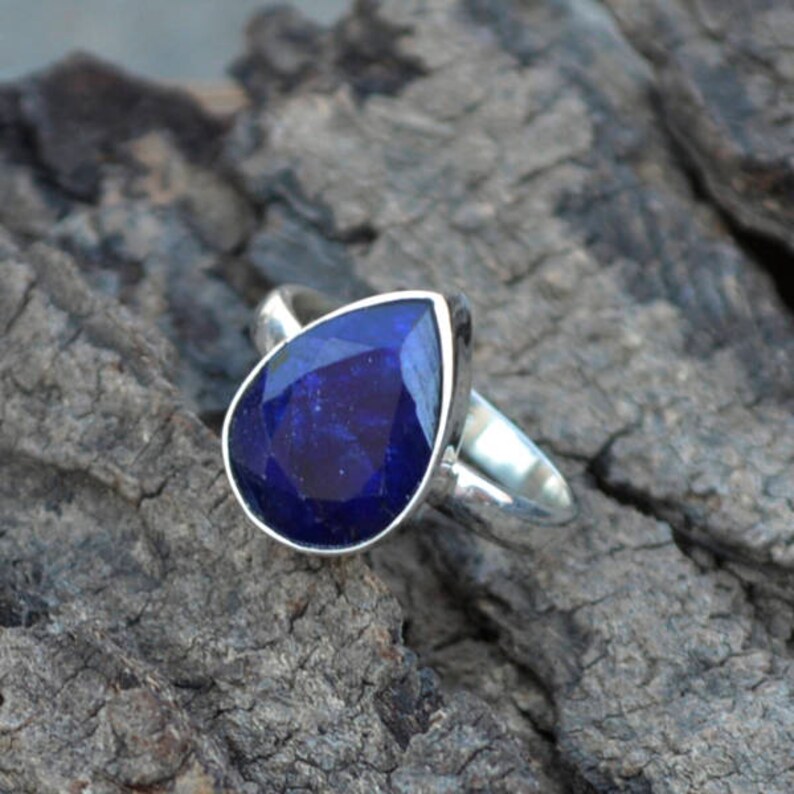 Natürliche blaue Saphir-Edelstein-Ring Saphir-Ring 925 | Etsy
