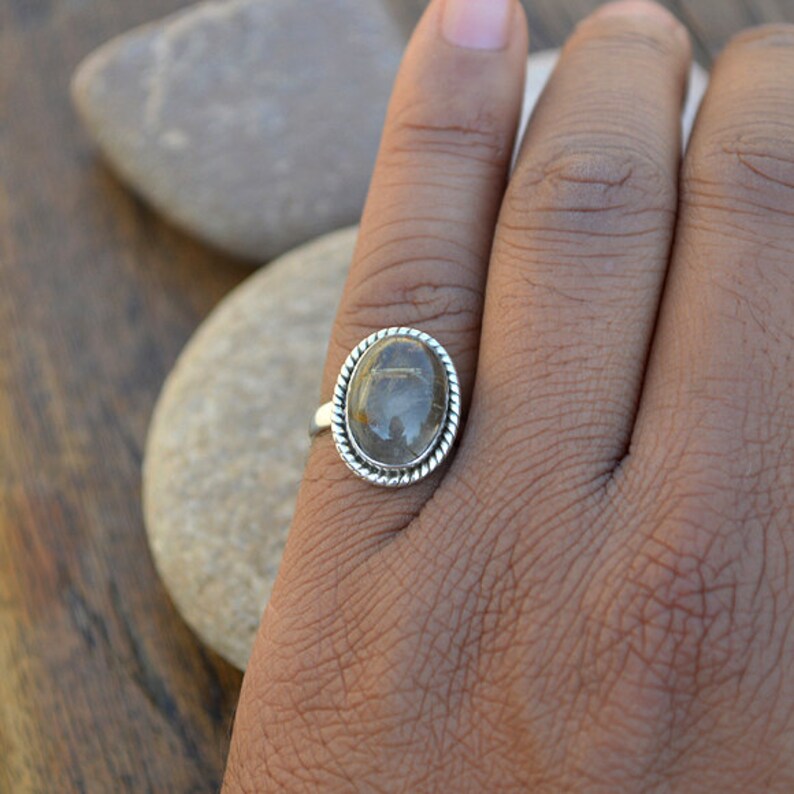 Rutilated Quartz Ring rutilated & 925 Sterling Silver Ring - Etsy