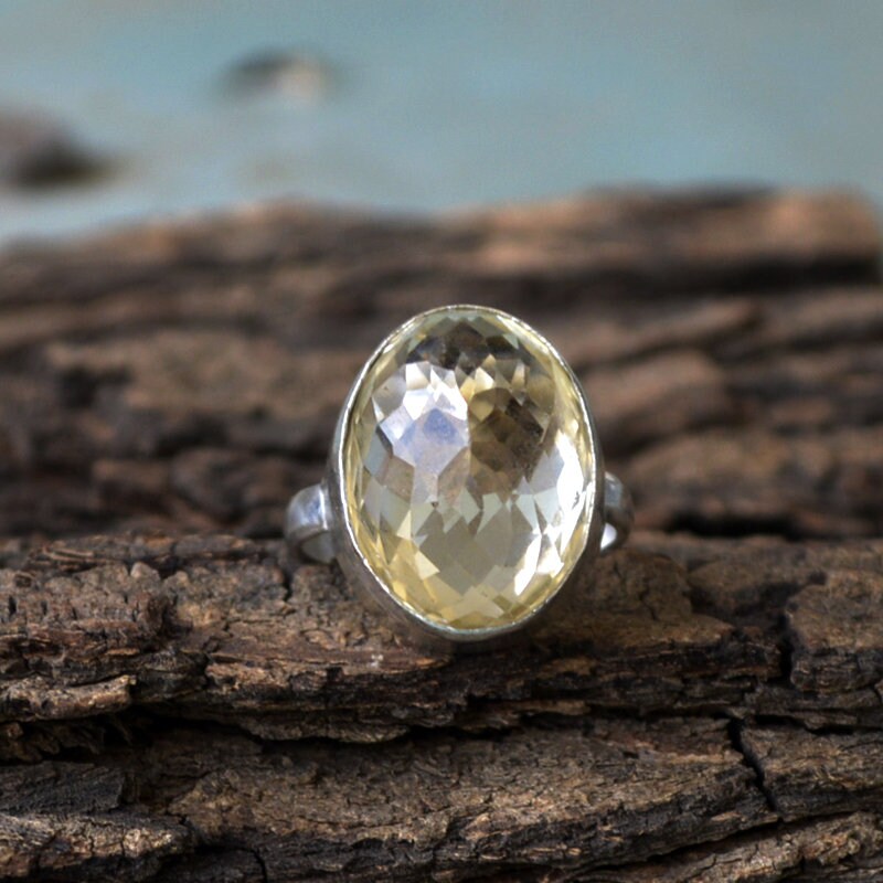 Lemon Quartz Ring 925 Sterling Silver Ring Lemon Ring | Etsy UK