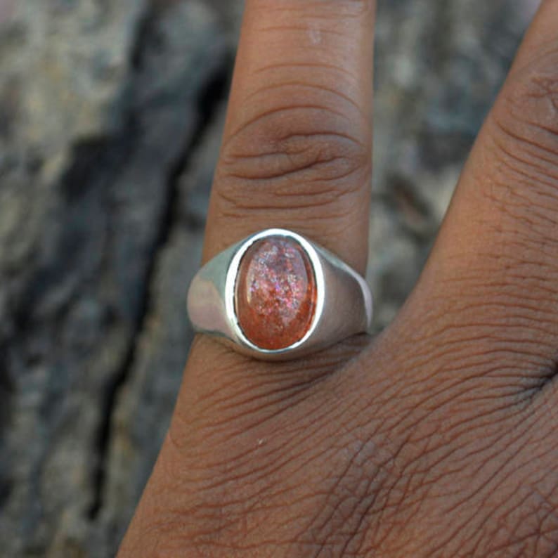 Natural Oregon Sunstone Ring Sunstone Gemstone Ring Orange | Etsy