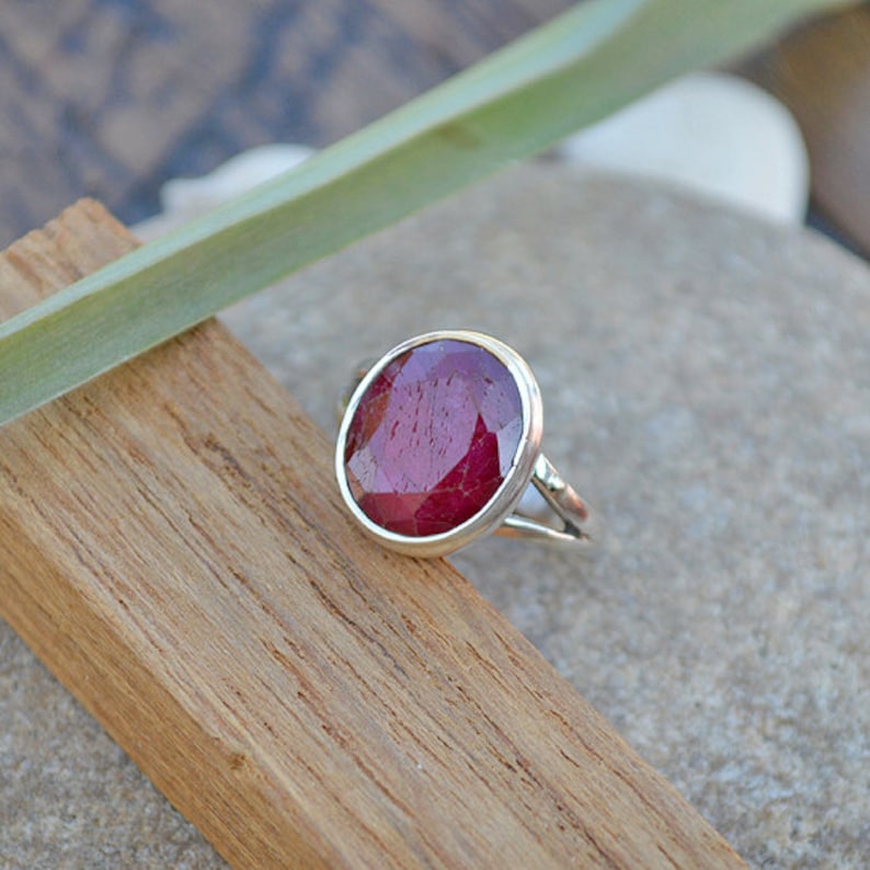 Natural Red Ruby Gemstone Ring 925 Sterling Silver Ring bold - Etsy