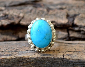 Natural Arizona Turquoise Ring, Turquoise Ring, Gemstone Ring, 925 ...