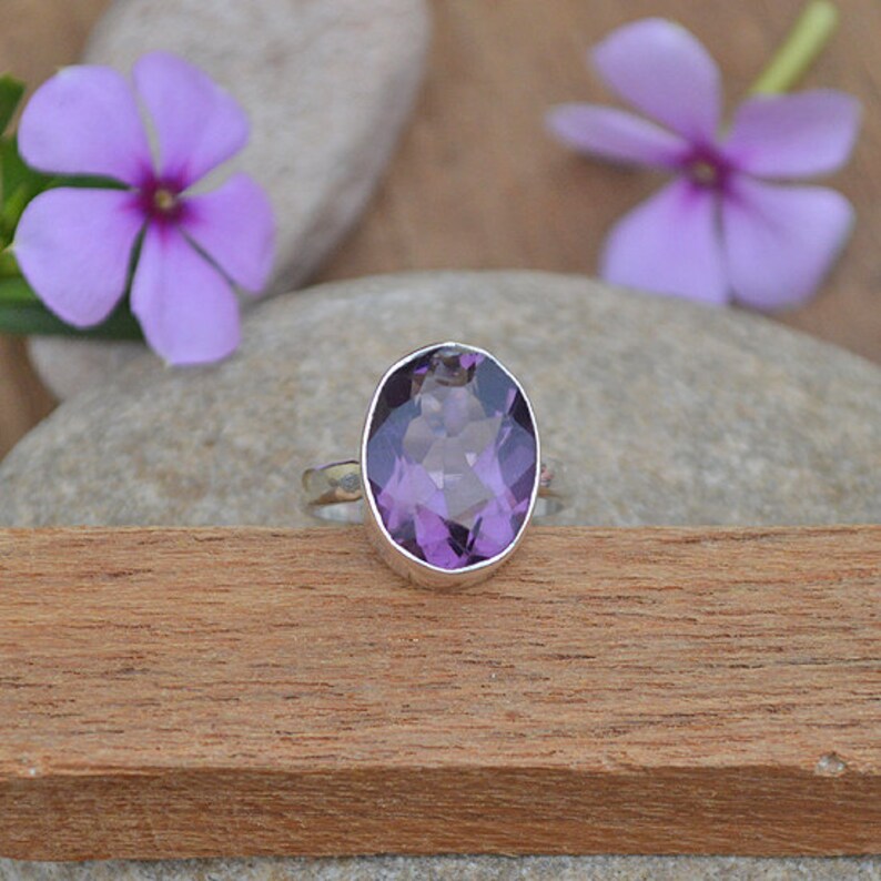 Amethyst Ring 925 Sterling Silver Ring Oval Cut Purple | Etsy