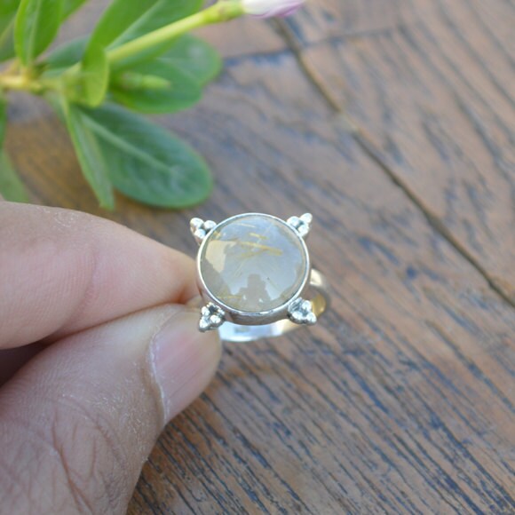 Natural Yellow Rutile Ring Gemstone Ring Gift for Her Bezel | Etsy
