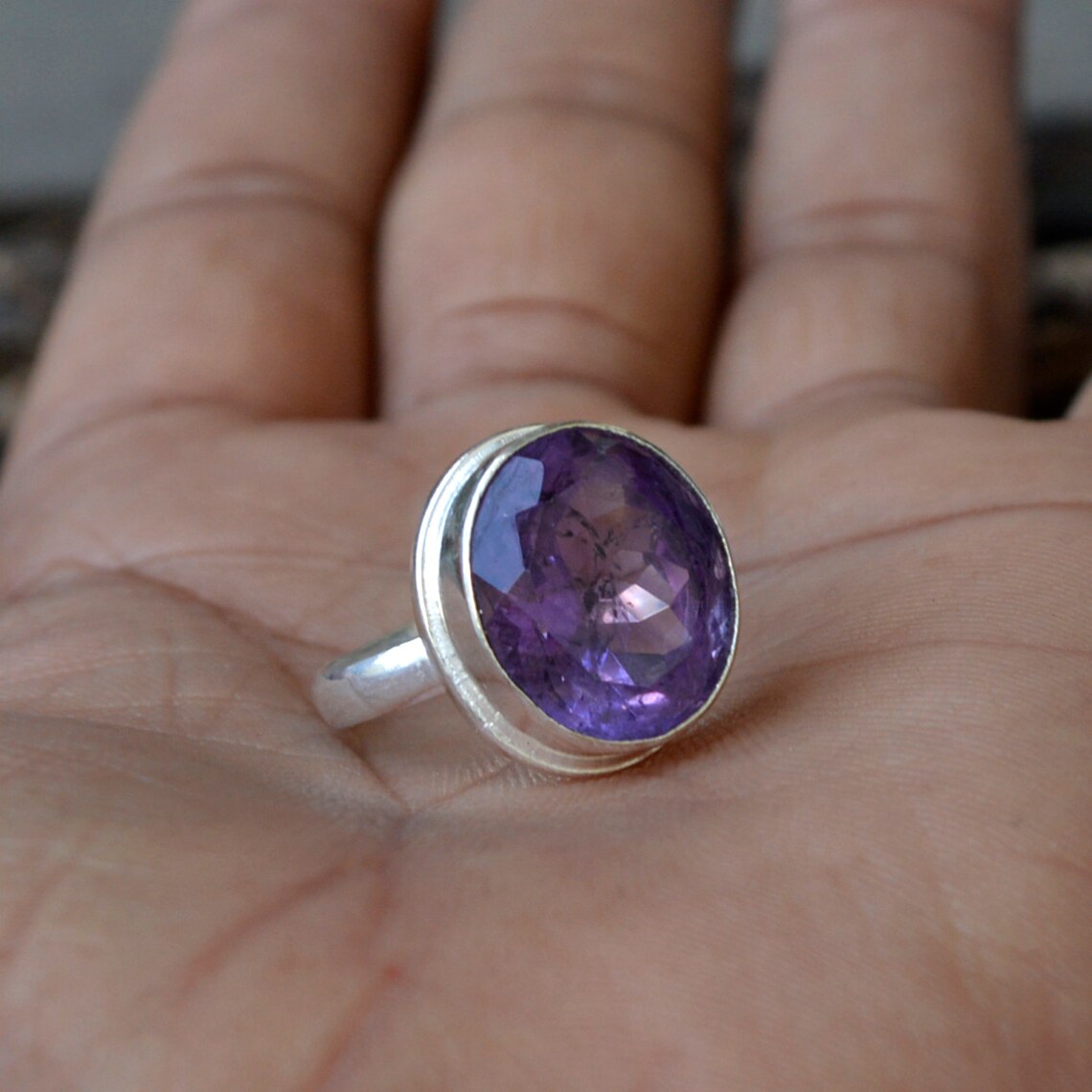 Amethist Edelsteen Ring 925 Sterling Zilveren Ring Februari - Etsy ...