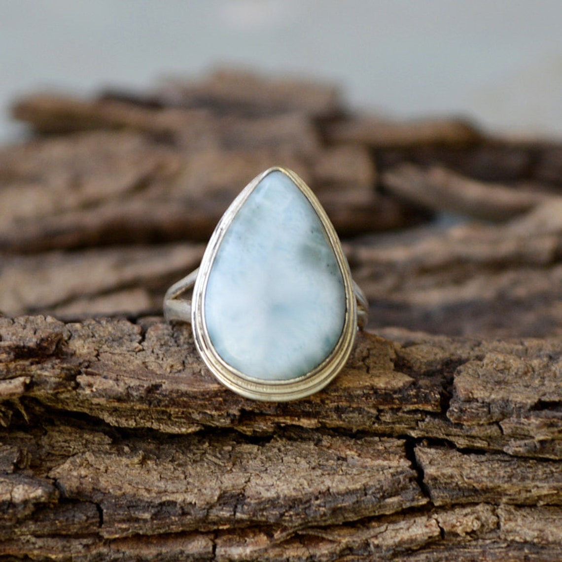 Natural Dominican Larimar Gemstone Ring Larimar Ring 925 - Etsy