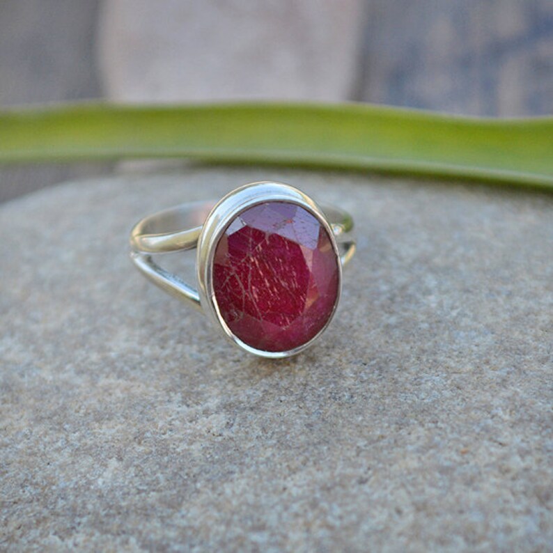 Natural Red Ruby Gemstone Ring 925 Sterling Silver Ring bold - Etsy