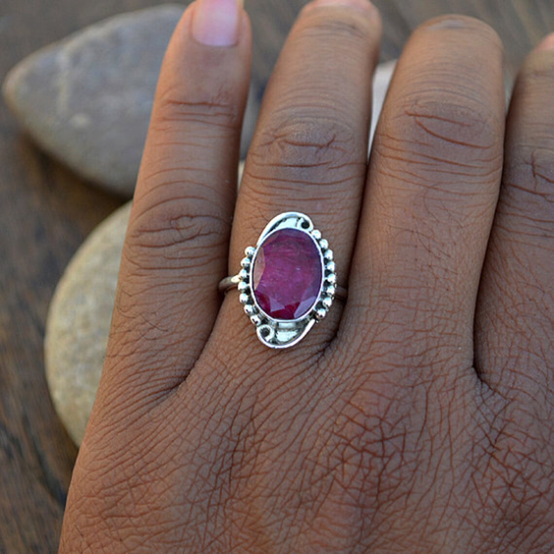 Ruby Gemstone Ring Designer Statement Ring 925 Sterling | Etsy