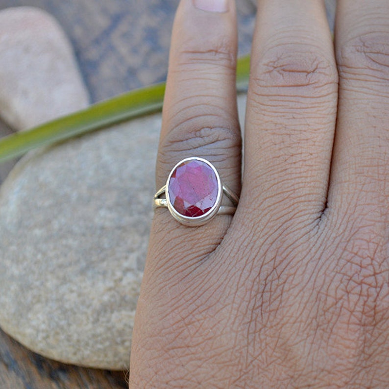 Natural Red Ruby Gemstone Ring 925 Sterling Silver Ring bold - Etsy