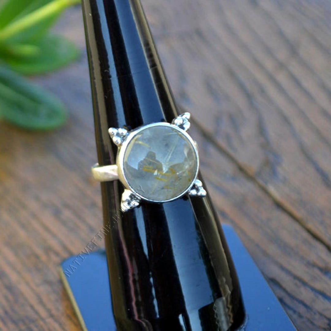Natural Yellow Rutile Ring, Gemstone Ring, Gift for Her, Bezel Set in ...