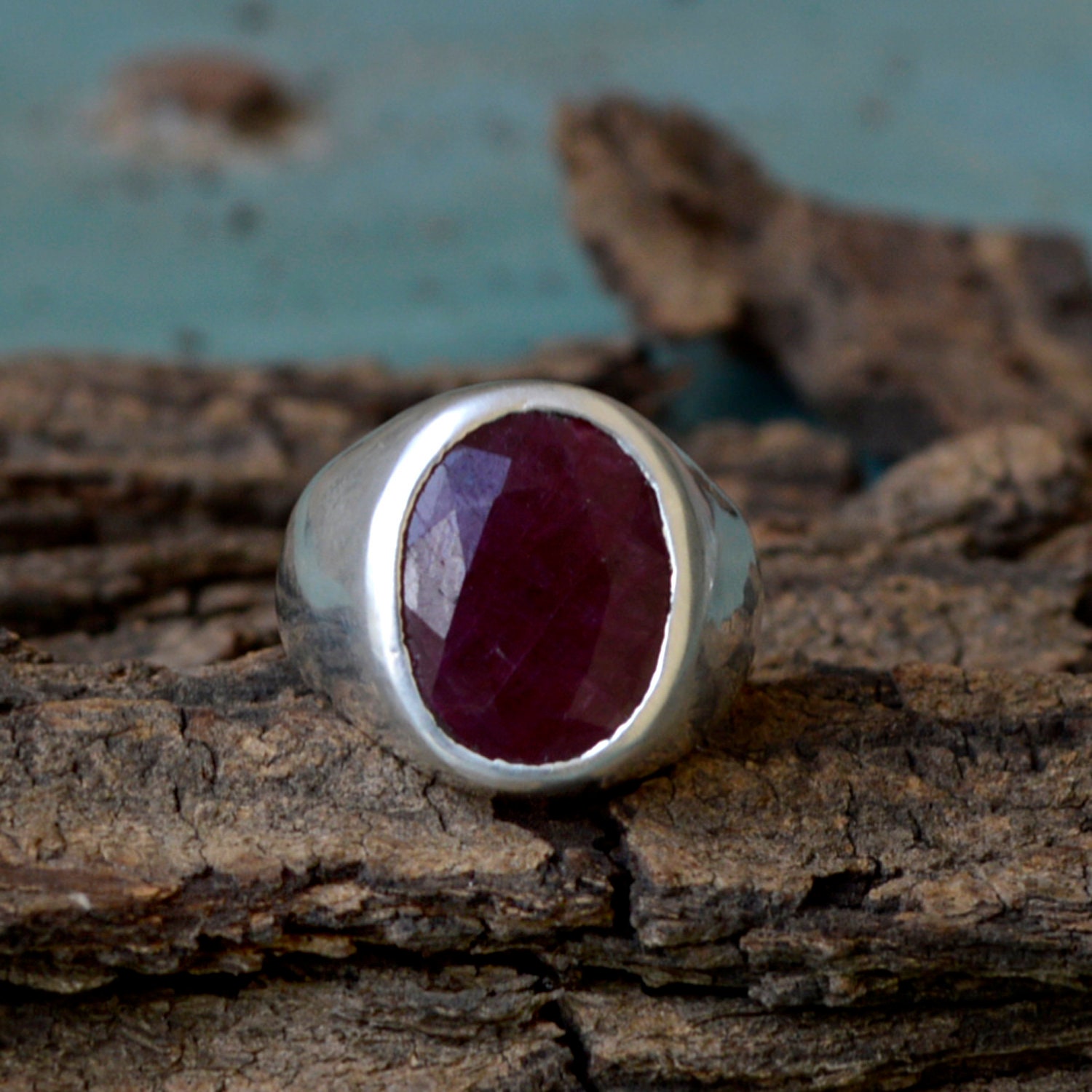 Natural Ruby Gemstone Ring Bezel Ring 925 Sterling Silver | Etsy