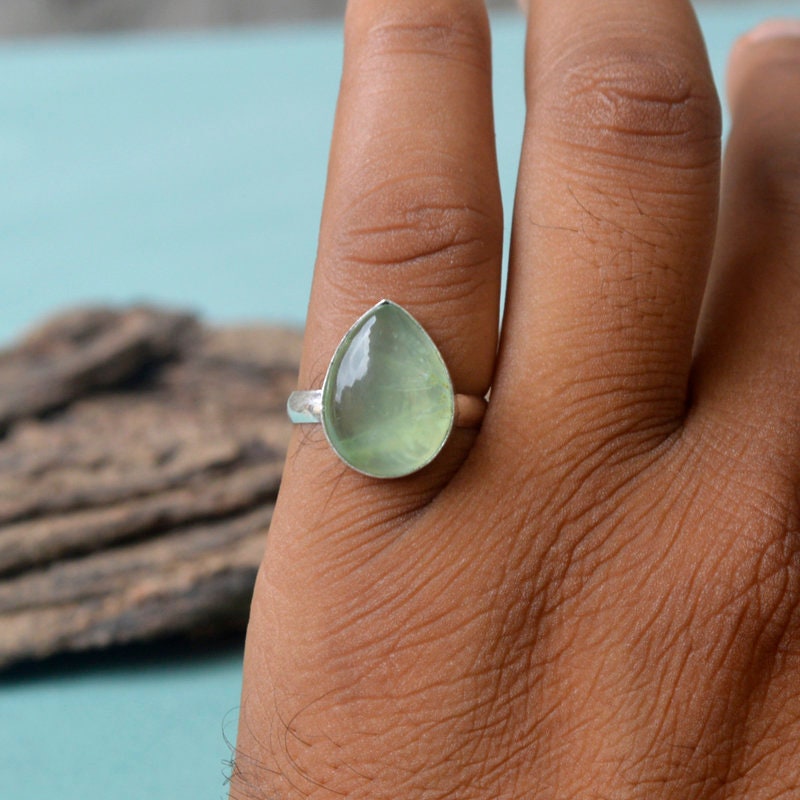 Natural Prehnite Gemstone Ring 925 Sterling Silver Prehnite | Etsy