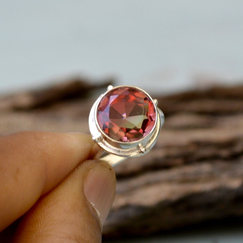 Wassermelonen Turmalin Quarz Ring 925 Sterling Silber Ring | Etsy