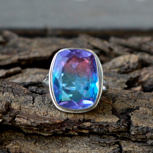 Tourmaline Ring Watermelon 925 Solid Sterling Silver - Etsy