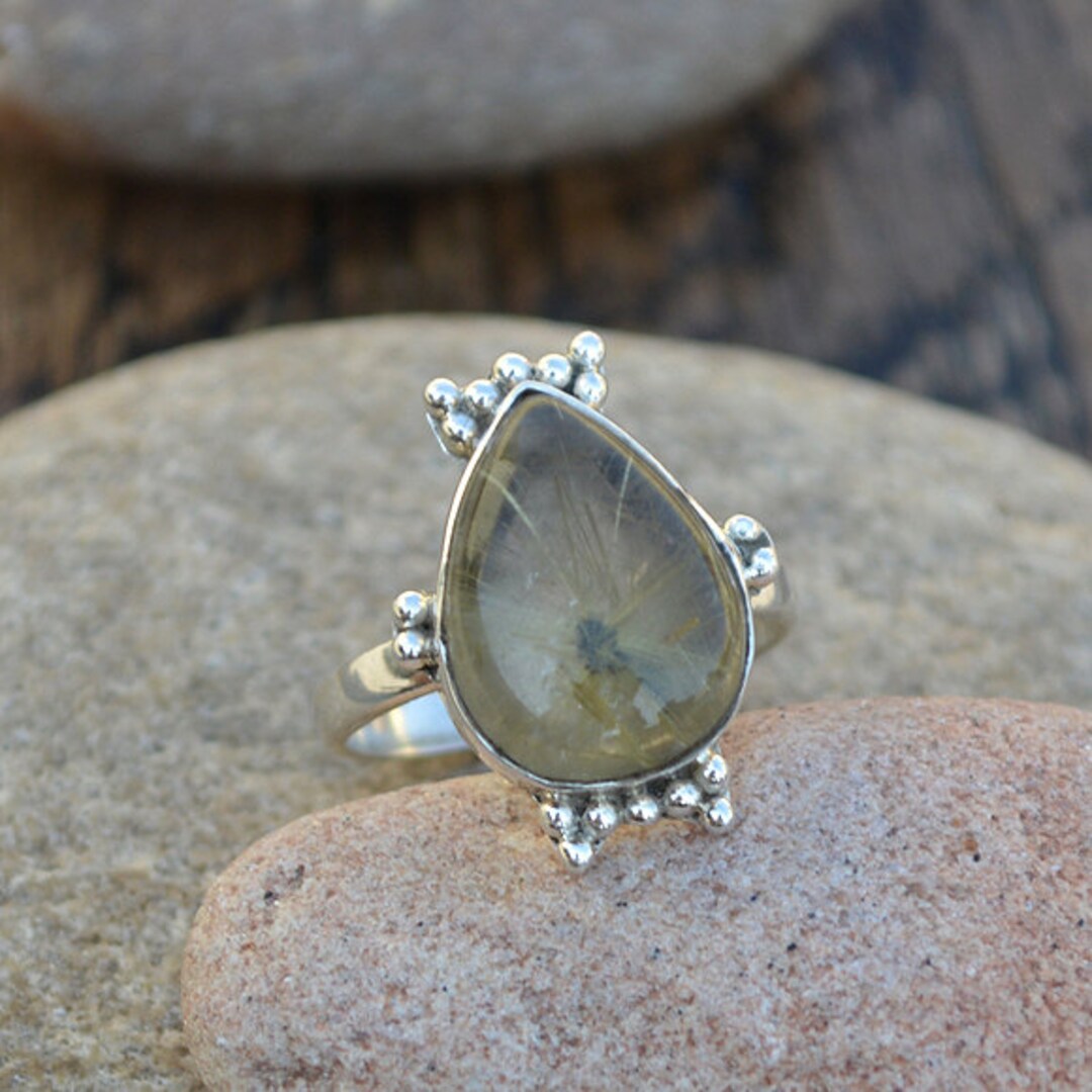 Rutilated Quartz Ring rutilated 925 Sterling Silver Ring rutilated ...