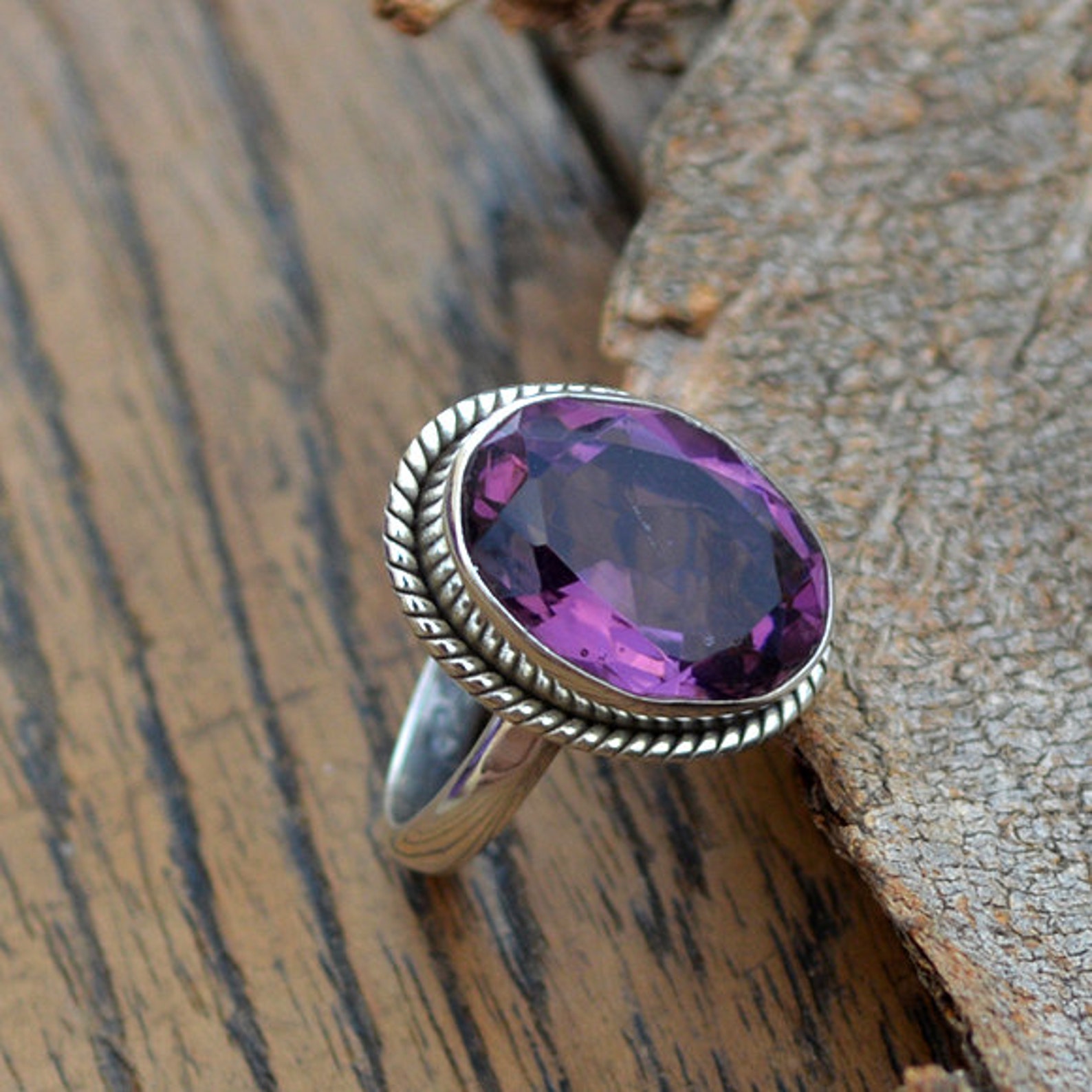 Purple Amethyst Gemstone Ring 925 Sterling Silver Ring - Etsy