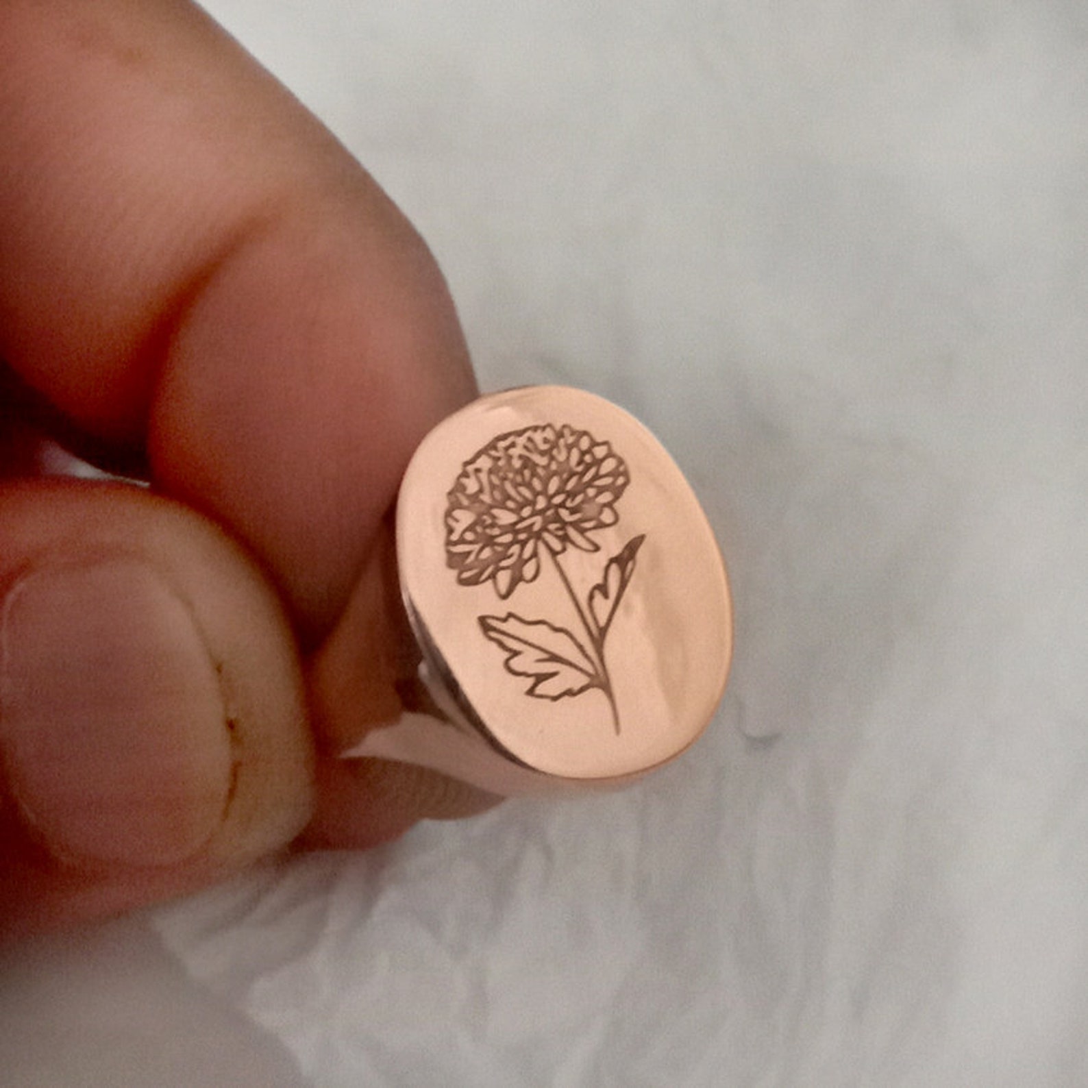 Custom Family Crest Signet Ring: Sterling Silver Flower Ring - Etsy