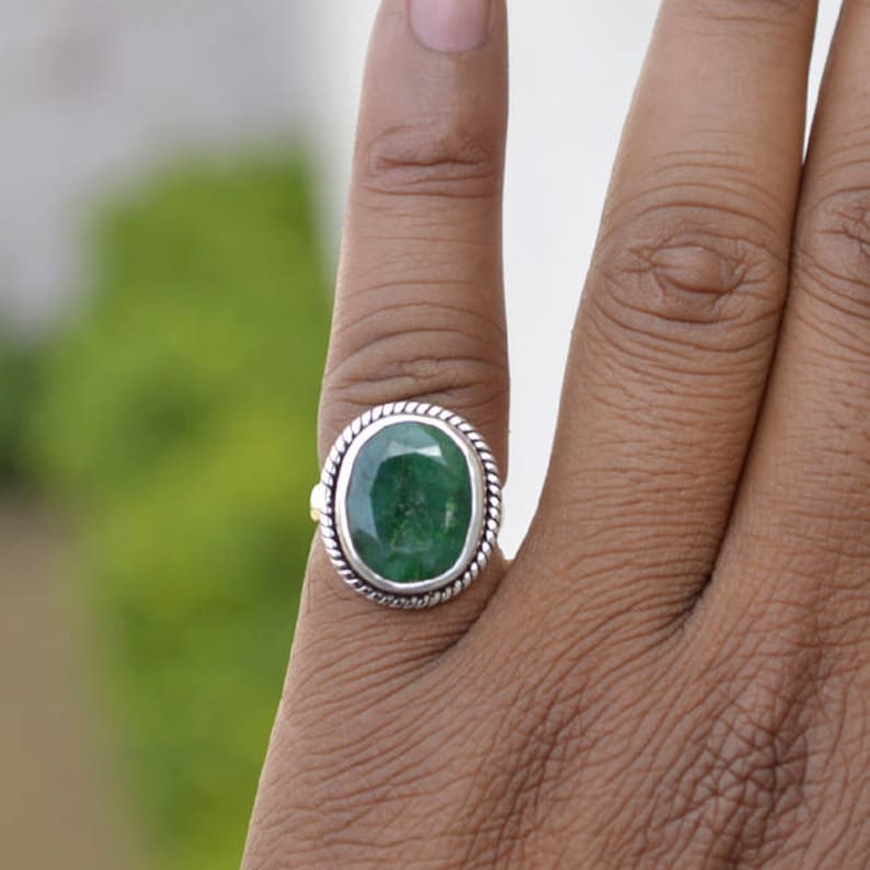 Emerald Gemstone Ring may Birthstone 925 Sterling Silver - Etsy