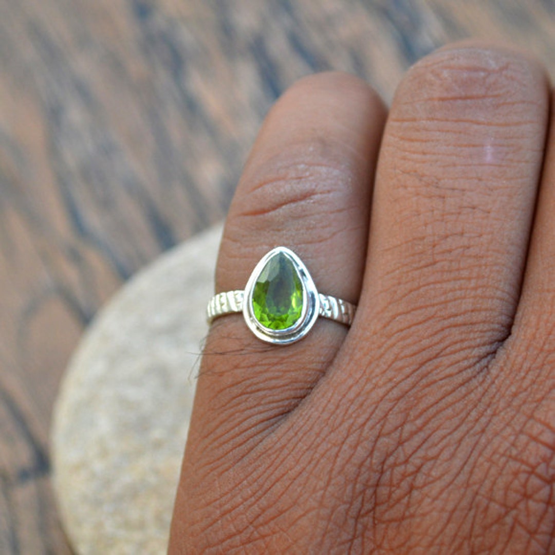 Peridot Gemstone Ring, 925 Sterling Silver Ring, August Birthstone Gift ...