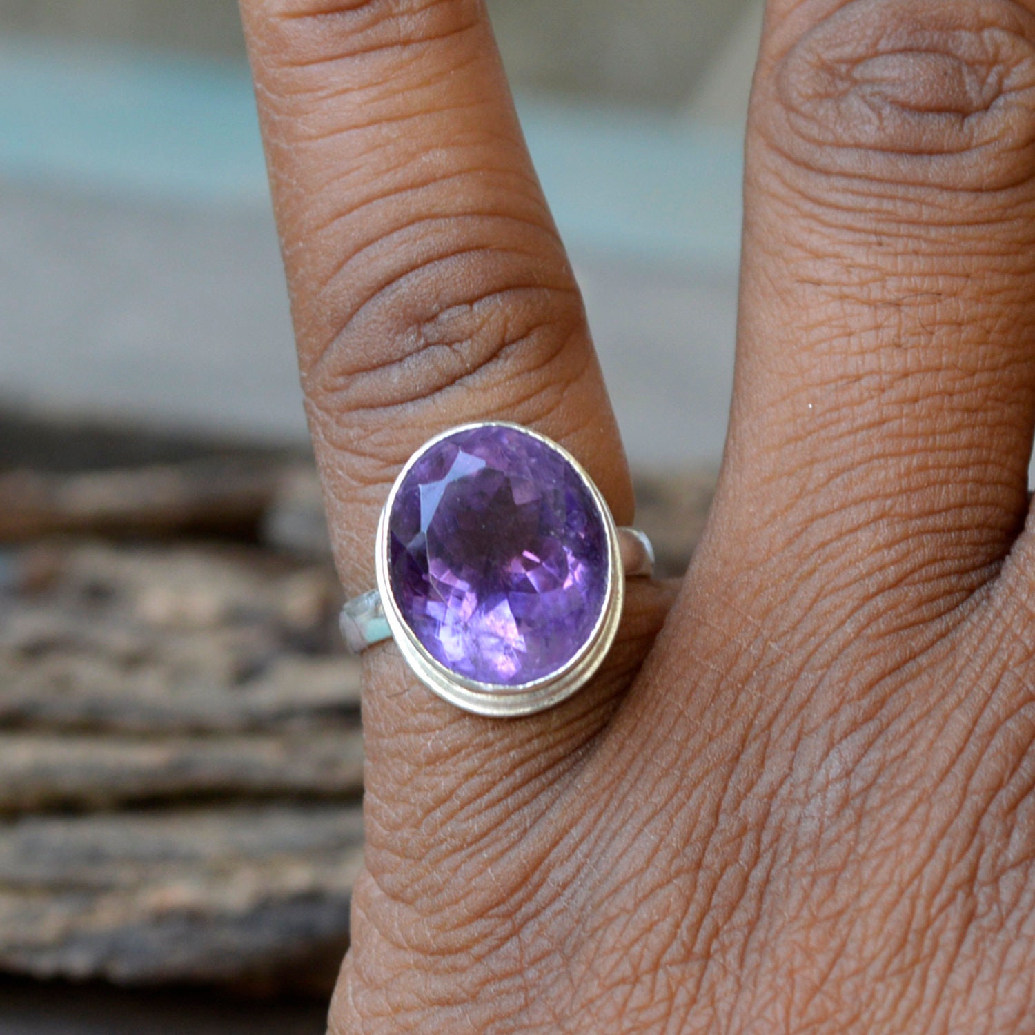 Amethist Edelsteen Ring 925 Sterling Zilveren Ring Februari - Etsy ...