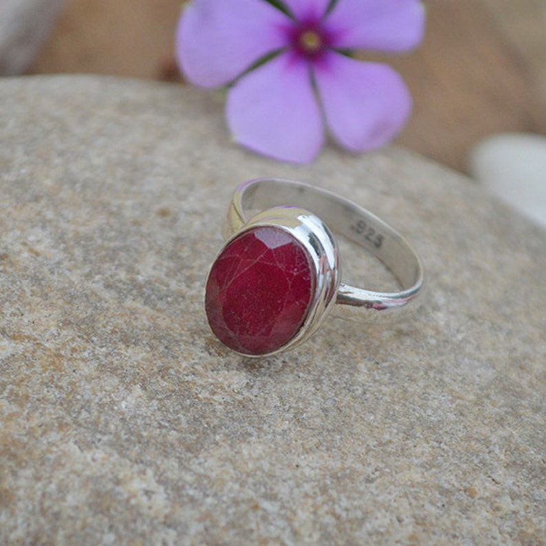 Genuine Ruby Gemstone Ring 925 Sterling Silver Ring Oval | Etsy
