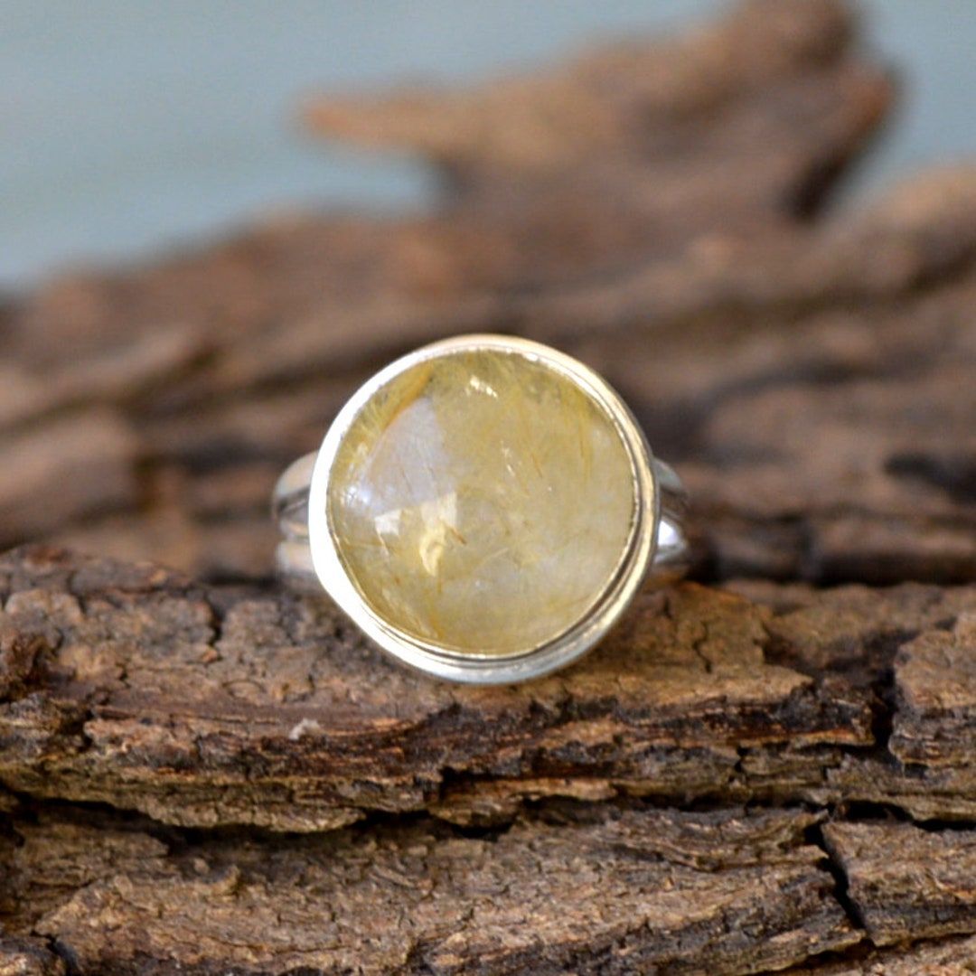 Rutilated Quartz Ring - 925 Sterling Silver Ring - Natural Rutiliated ...