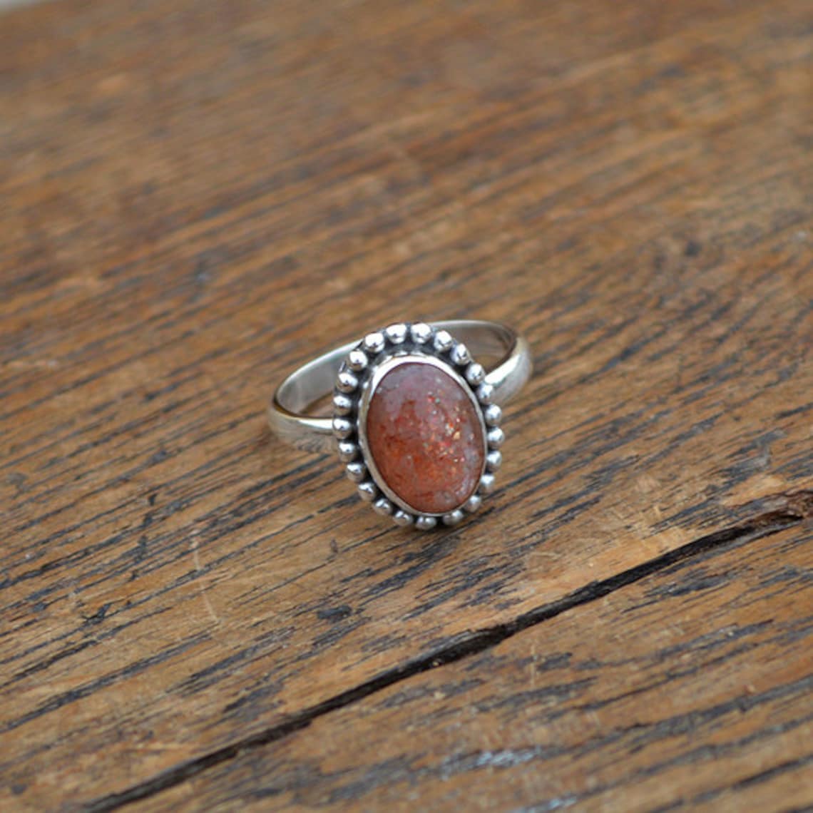 Sunstone Gemstone Ring Oregon Sunstone Cabochon Ring - Etsy